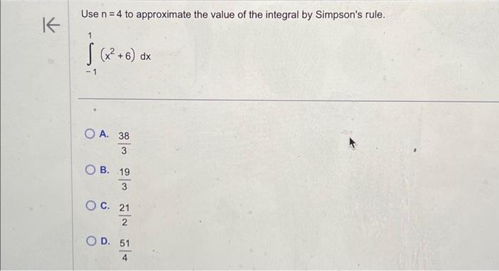 Solved Use n = 4 to approximate the value of the integral by | Chegg.com