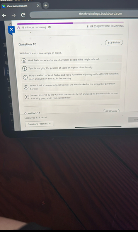 Solved View Assessmentthechristcollege.blackboard.com48 | Chegg.com
