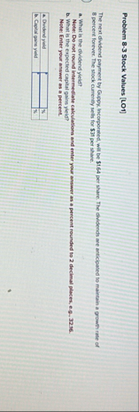 Solved Problem 8-3 ﻿Stock Values [LO1]The neat dwidered | Chegg.com