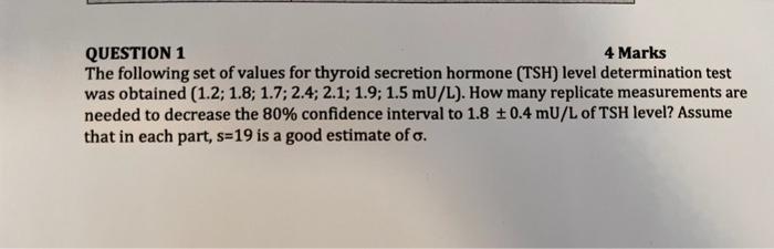 Solved QUESTION 1 4 Marks The following set of values for | Chegg.com