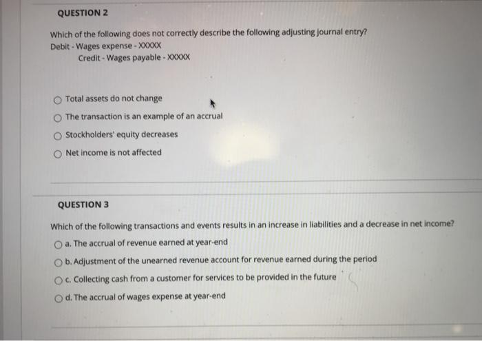 Solved QUESTION 2 Which of the following does not correctly | Chegg.com