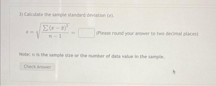 Solved We are going to calculate the standard deviation for | Chegg.com