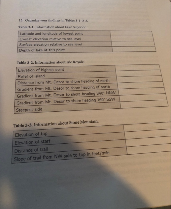 Solved Table 3-1. Information about Lake Superior. Latitude | Chegg.com