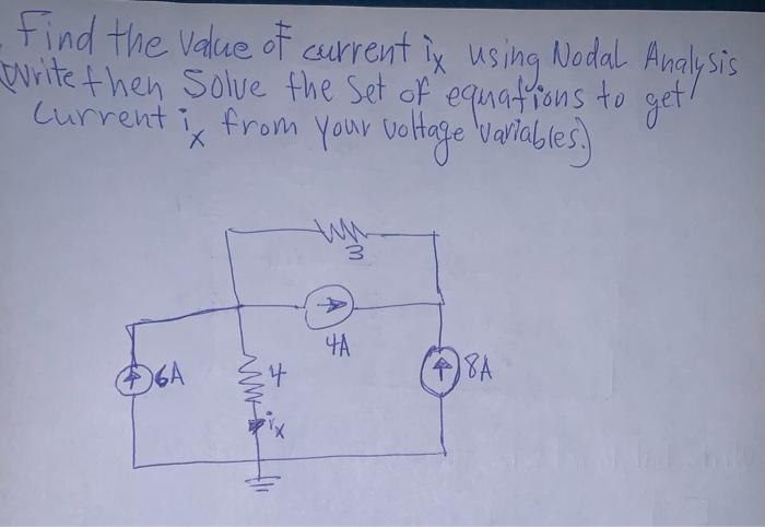 Solved find the value of current ix using Nodal Analysis | Chegg.com