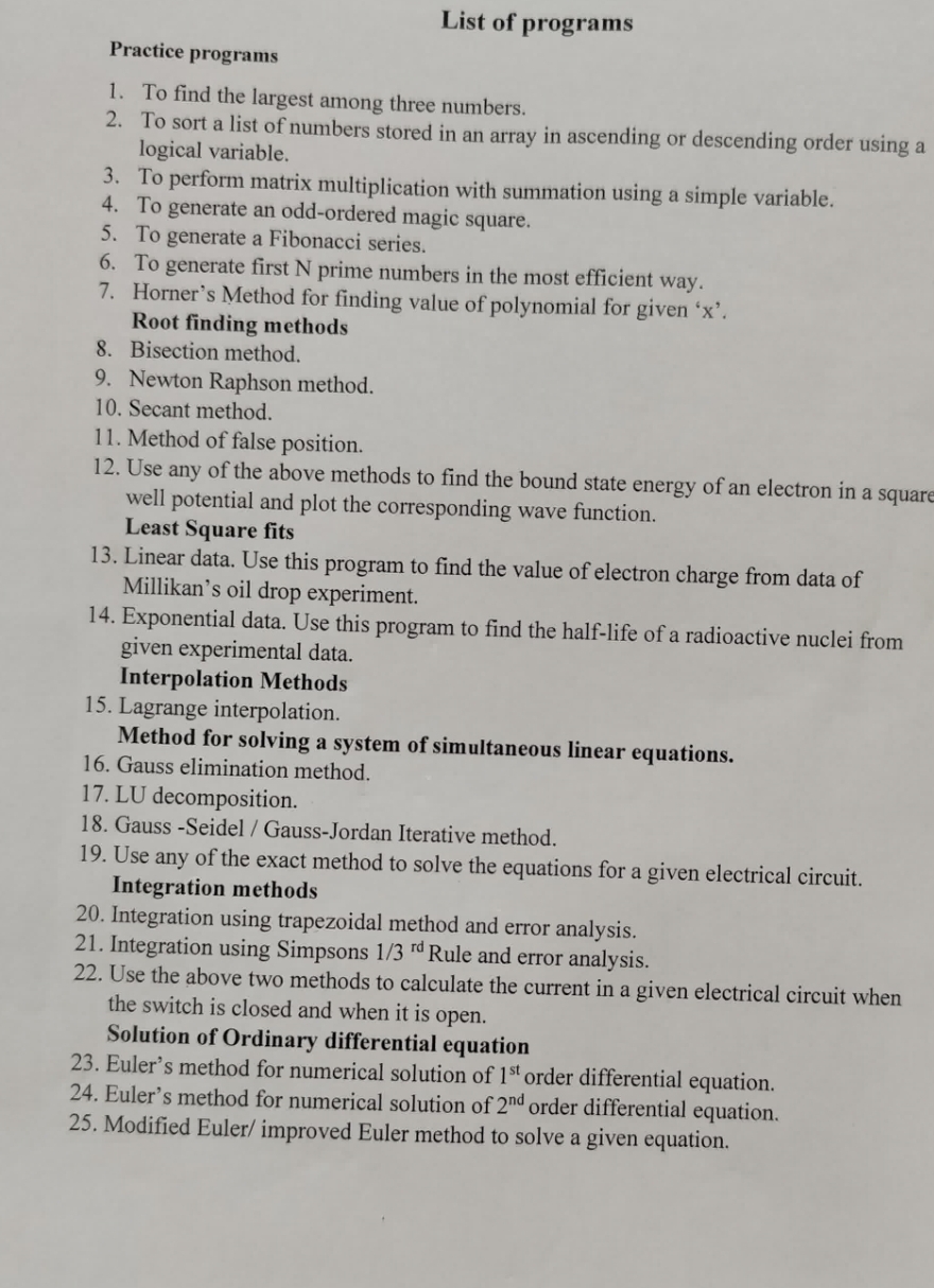 List of programsPractice programsTo find the largest | Chegg.com