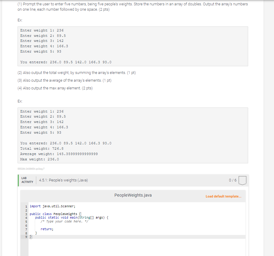 Solved (1) ﻿Prompt the user to enter five numbers, being | Chegg.com