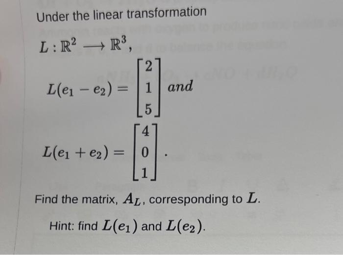 Solved Under the linear transformation | Chegg.com