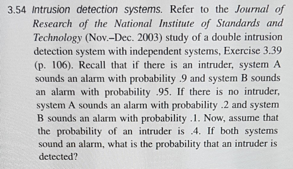 Solved 3.54 Intrusion detection systems. Refer to the | Chegg.com