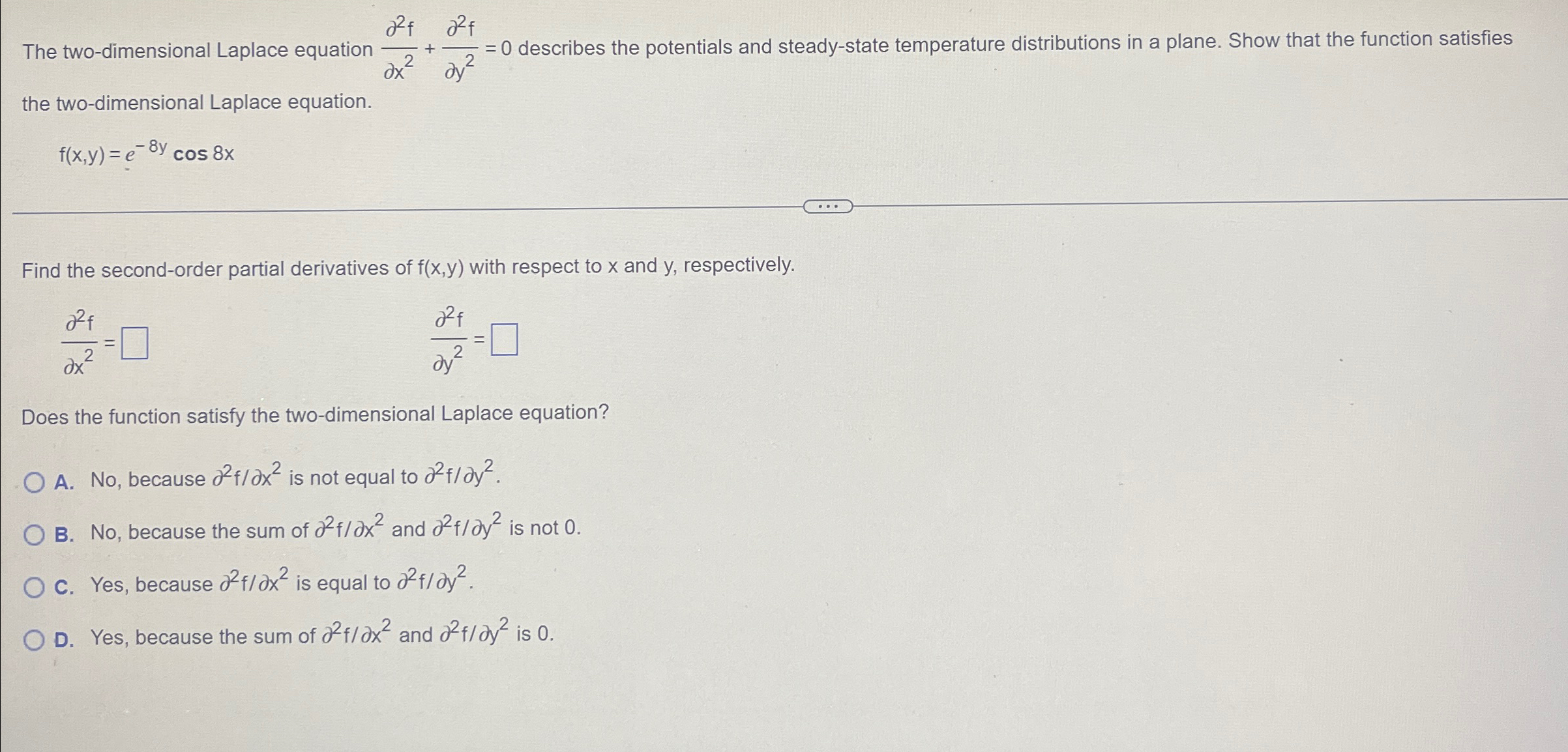 Solved The two-dimensional Laplace equation | Chegg.com