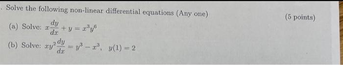 Solved (5 points) - Solve the following non-linear | Chegg.com