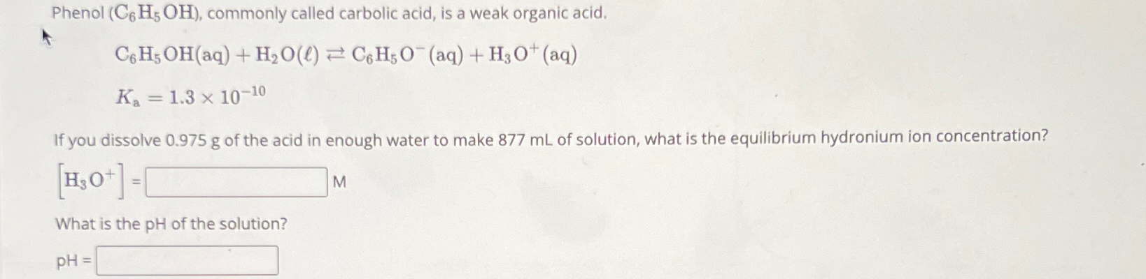 Solved Phenol (C6H5OH), ﻿commonly called carbolic acid, is a | Chegg.com