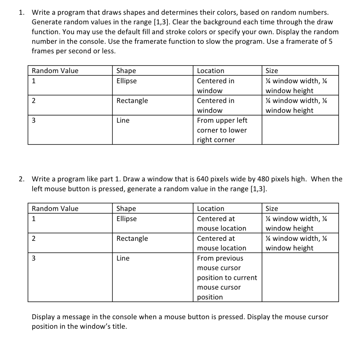 Solved Please solve #2.Write a program that draws shapes and | Chegg.com