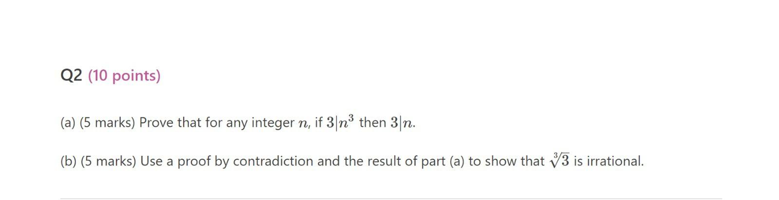 Solved Q2 (10 points) (a) (5 marks) Prove that for any | Chegg.com