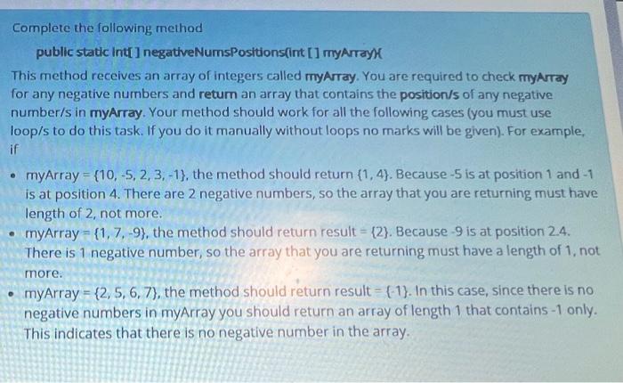 Solved Complete the following method public static int[] | Chegg.com