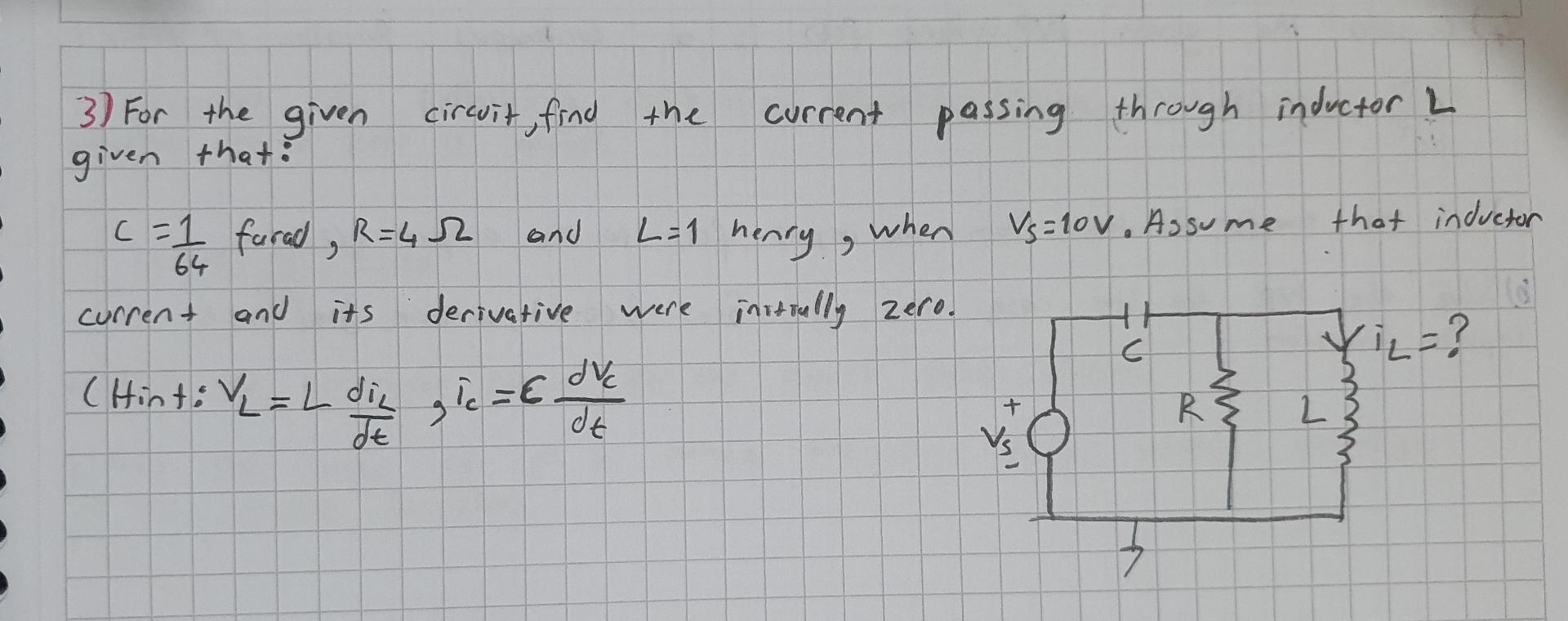For the given circuit, find the current passing | Chegg.com
