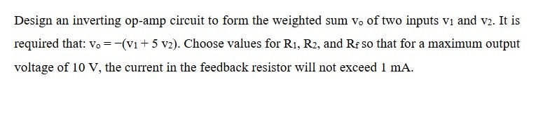 Solved Design an ﻿inverting op-amp circuit to ﻿form the | Chegg.com