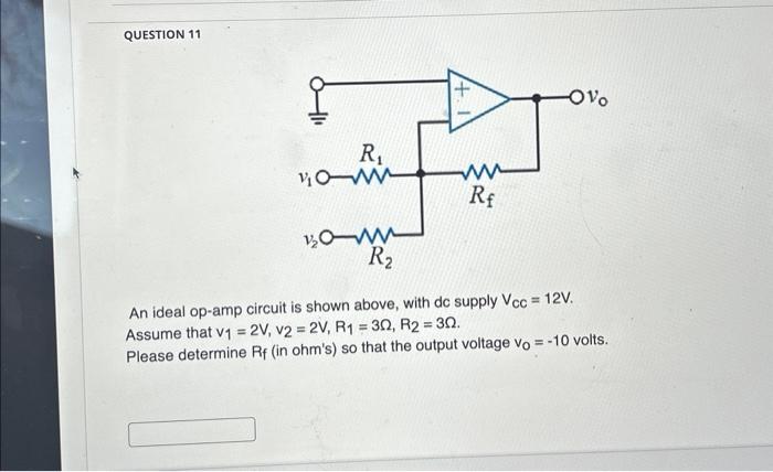 Solved An ideal op-amp circuit is shown above, with dc | Chegg.com