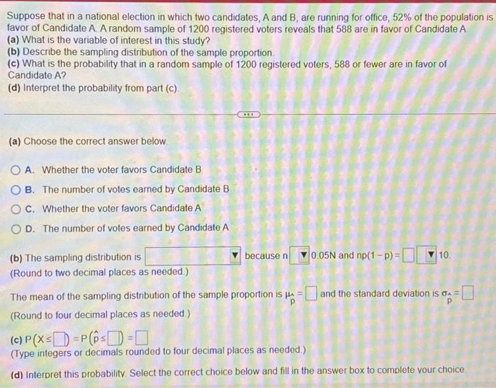 Solved Suppose that in a national election in which two | Chegg.com