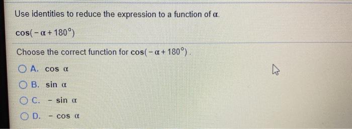 Solved Use identities to reduce the expression to a function | Chegg.com