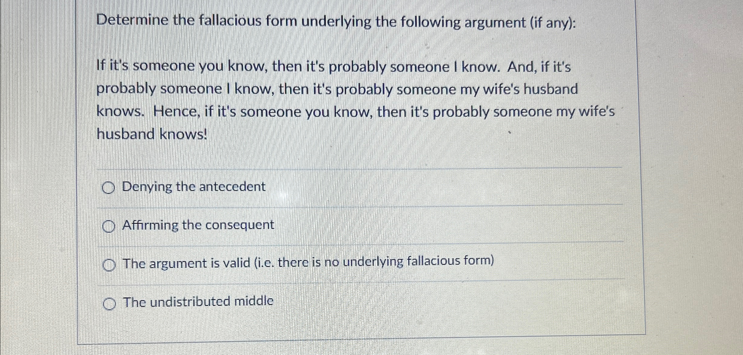 Solved Determine the fallacious form underlying the | Chegg.com