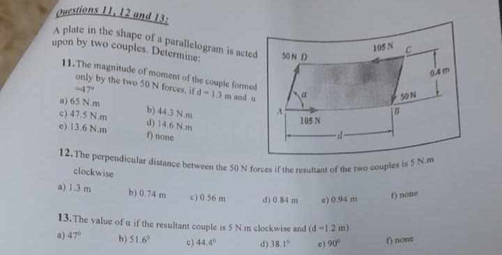 Solved Questions 11,12 ﻿and 13 ﻿:A plate in the shape of a | Chegg.com