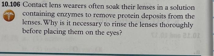 Solved 10.106 Contact lens wearers often soak their lenses | Chegg.com