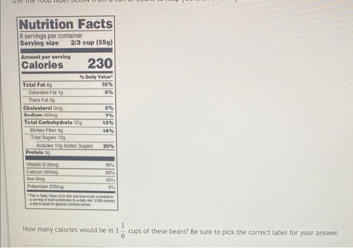 Solved Nutrition Facts 8 servings per container Serving size | Chegg.com