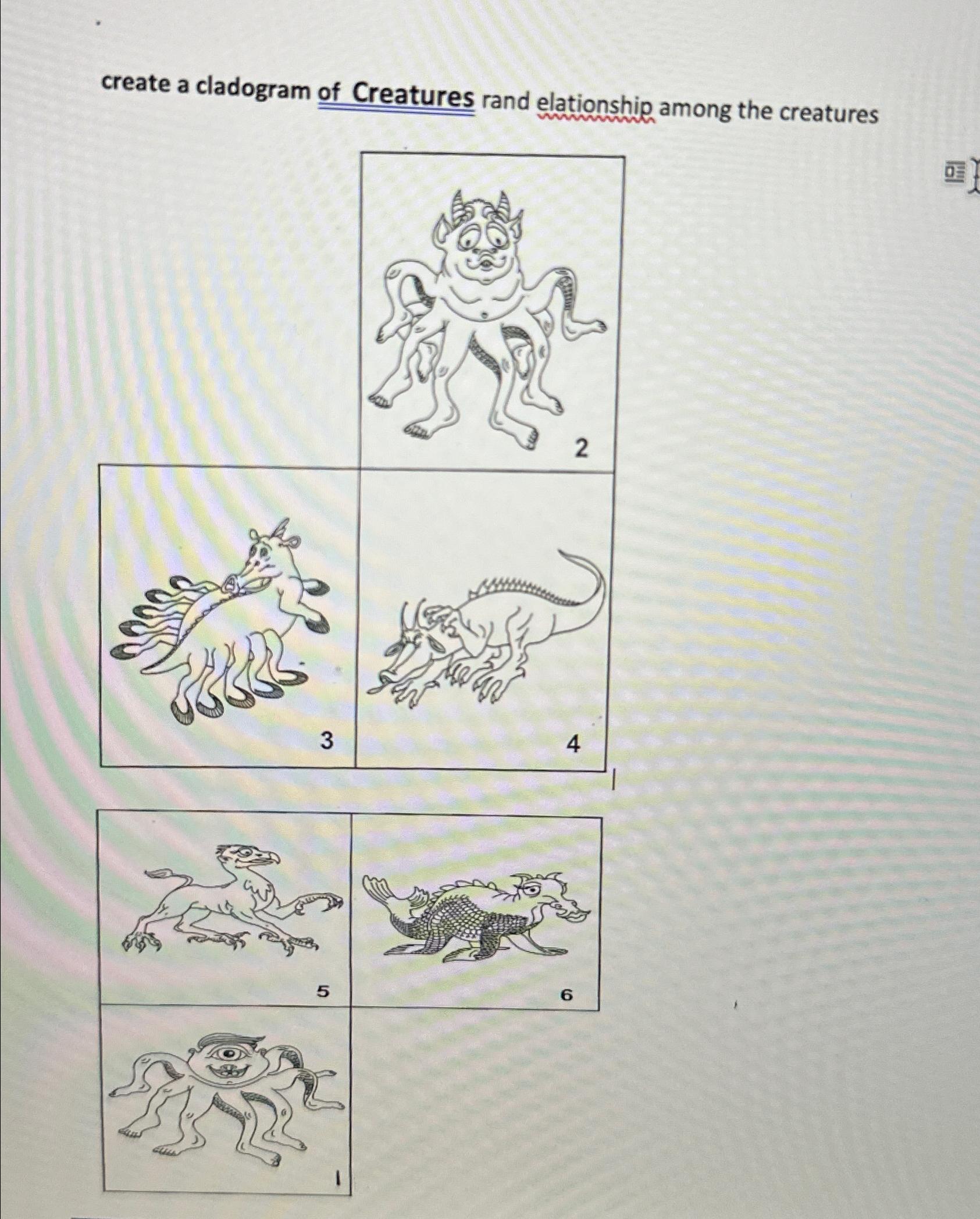 Solved create a cladogram of Creatures rand elationship | Chegg.com