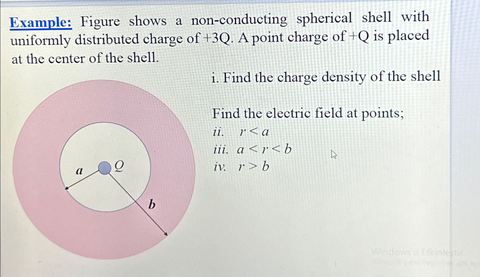 Solved Example: Figure shows a non-conducting spherical | Chegg.com
