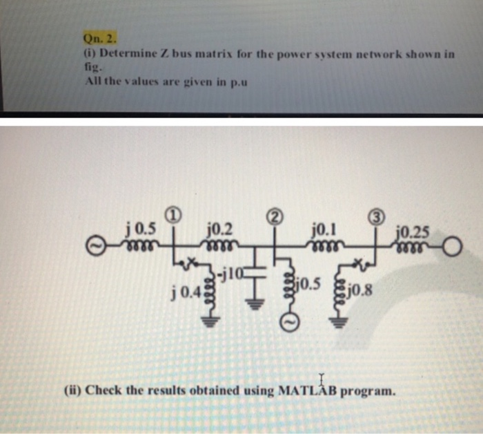 Solved Qn. 2. (i) Determine Z bus matrix for the power | Chegg.com