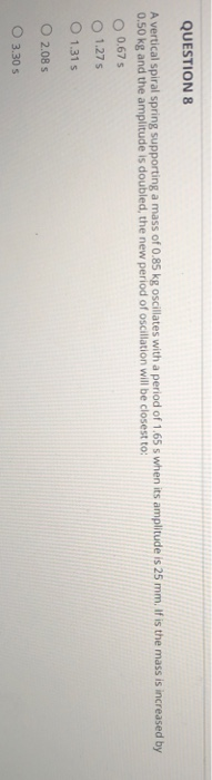 Solved QUESTIONS A vertical spiral spring supporting a mass | Chegg.com