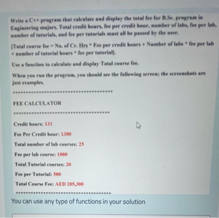 Solved • Fee Write a C++ program that calculate and display | Chegg.com