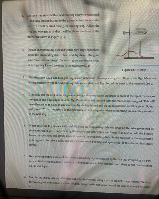 1. Set up a ring stand with a medium ring and wire | Chegg.com