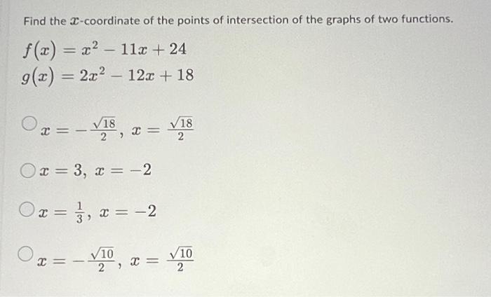 Solved Find the x-coordinate of the points of intersection | Chegg.com