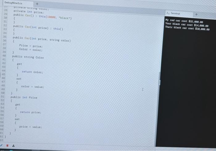 Solved Answer needs to be in c#. The car class has an issue | Chegg.com