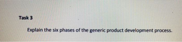 Solved Task 3 Explain the six phases of the generic product | Chegg.com