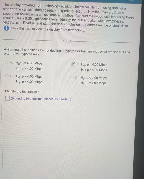 Solved Use technology to find the P-value for the hypothesis | Chegg.com