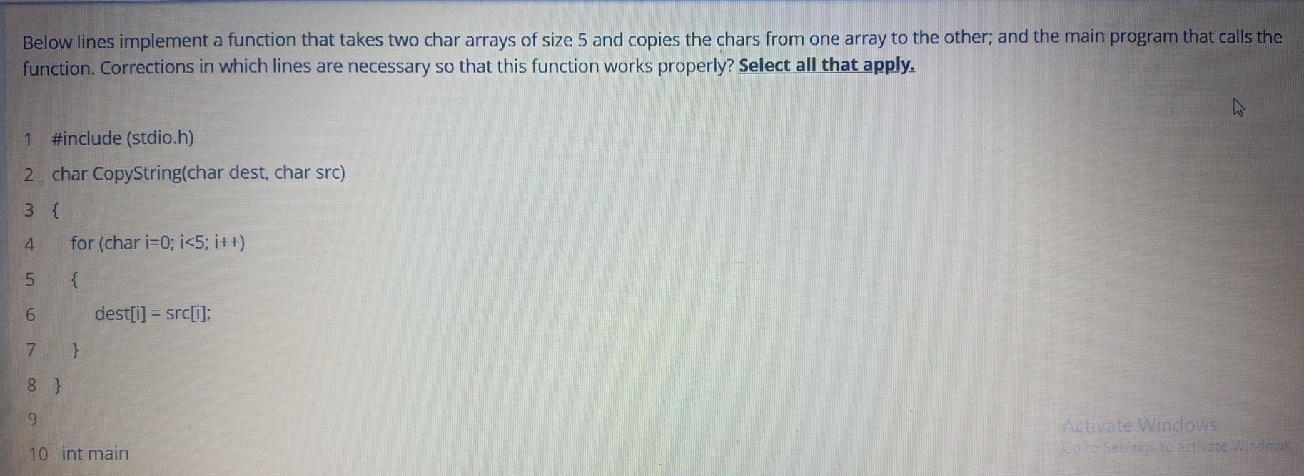 Solved Below lines implement a function that takes two char | Chegg.com