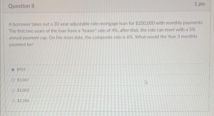 Solved A borrower takes out a 30-year adjustable rate | Chegg.com