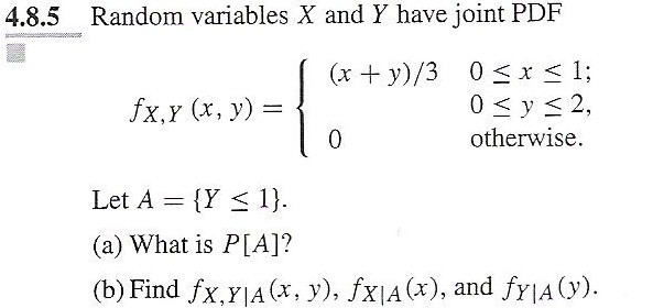Solved Random variables X and Y have joint PDF Let A={Y 1} | Chegg.com