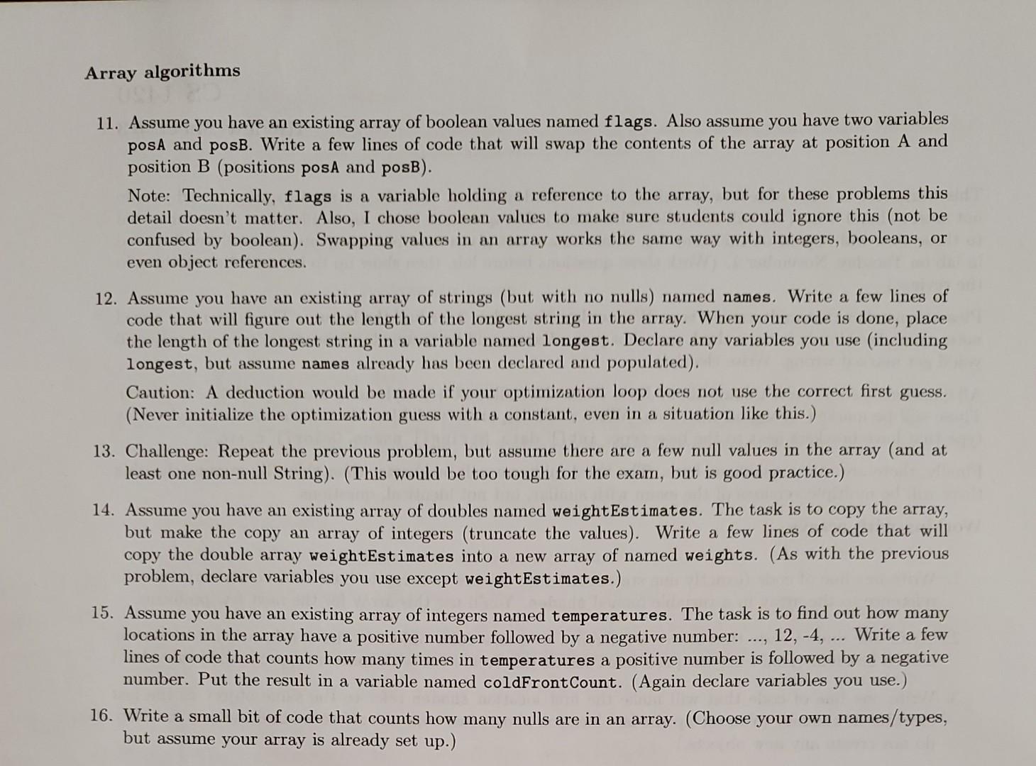 Solved 11. Assume you have an existing array of boolean | Chegg.com