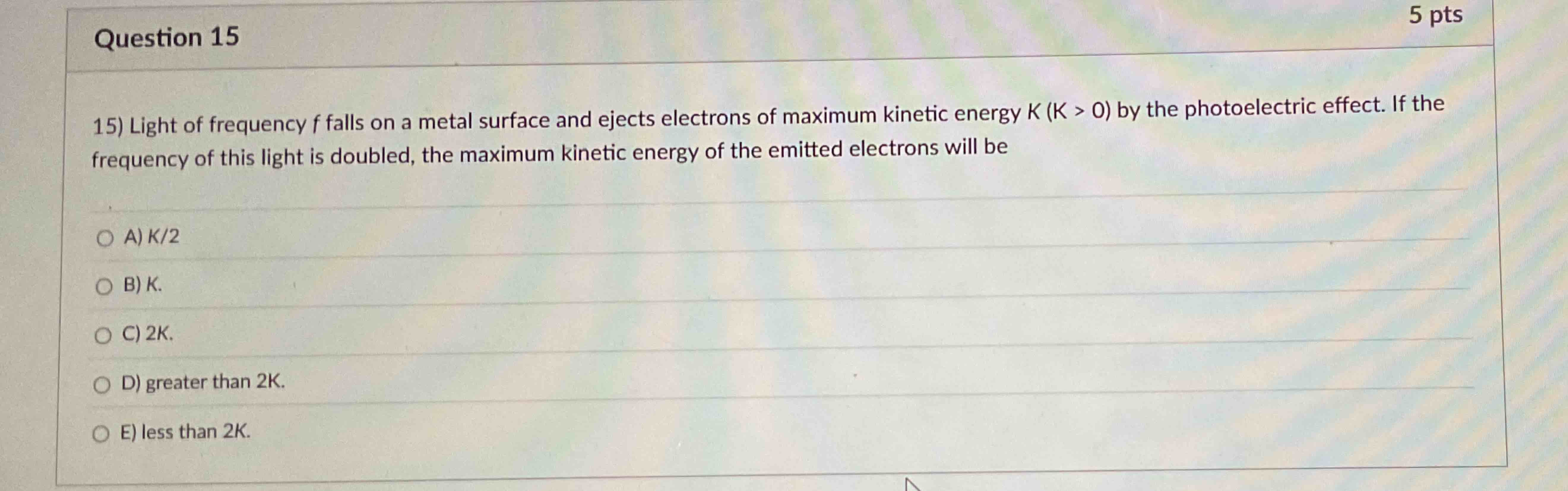 Solved Light of ﻿frequency f ﻿falls on ﻿a metal surface and | Chegg.com