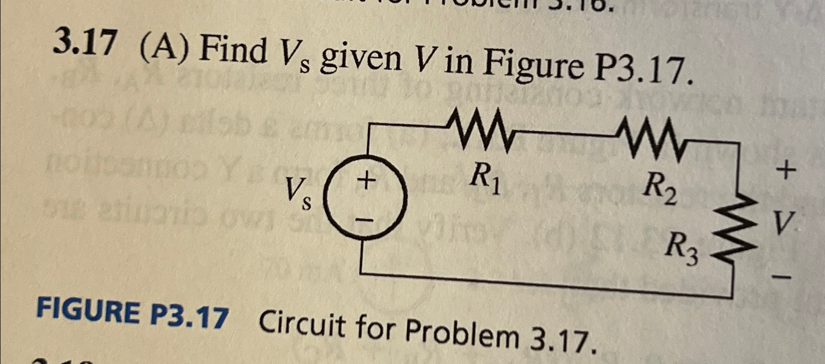 Solved 3.17 (A) ﻿Find Vs ﻿given V ﻿in Figure P3.17.FIGURE | Chegg.com