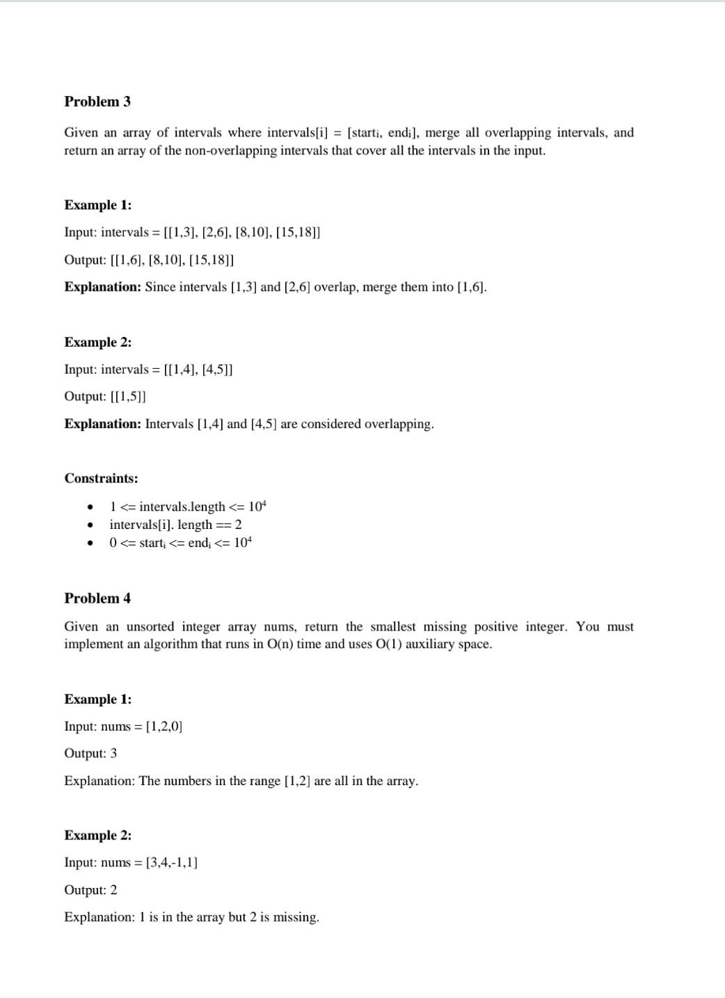 Solved Problem 3 Given an array of intervals where intervals | Chegg.com