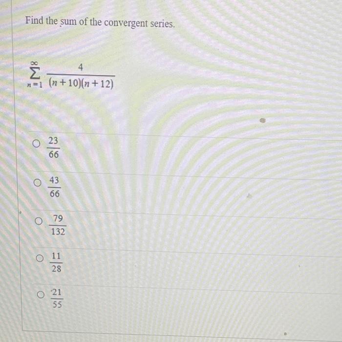 Solved Find the sum of the convergent series. | Chegg.com