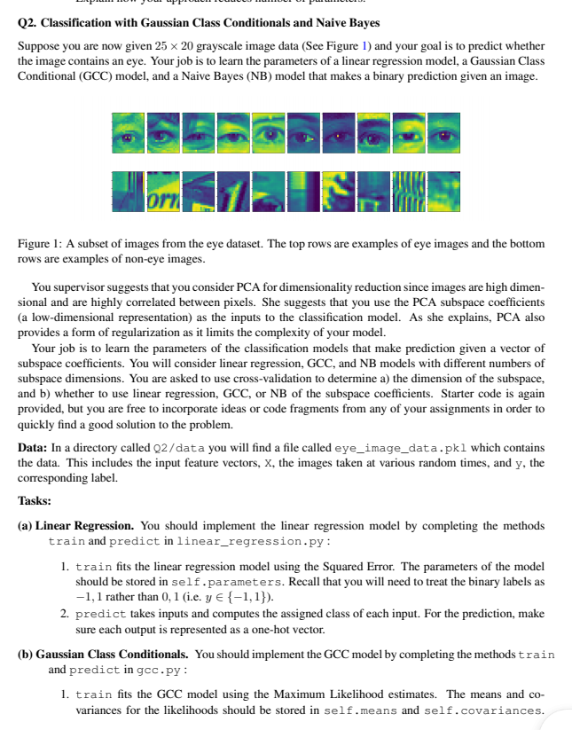 Q2. Classification with Gaussian Class Conditionals | Chegg.com