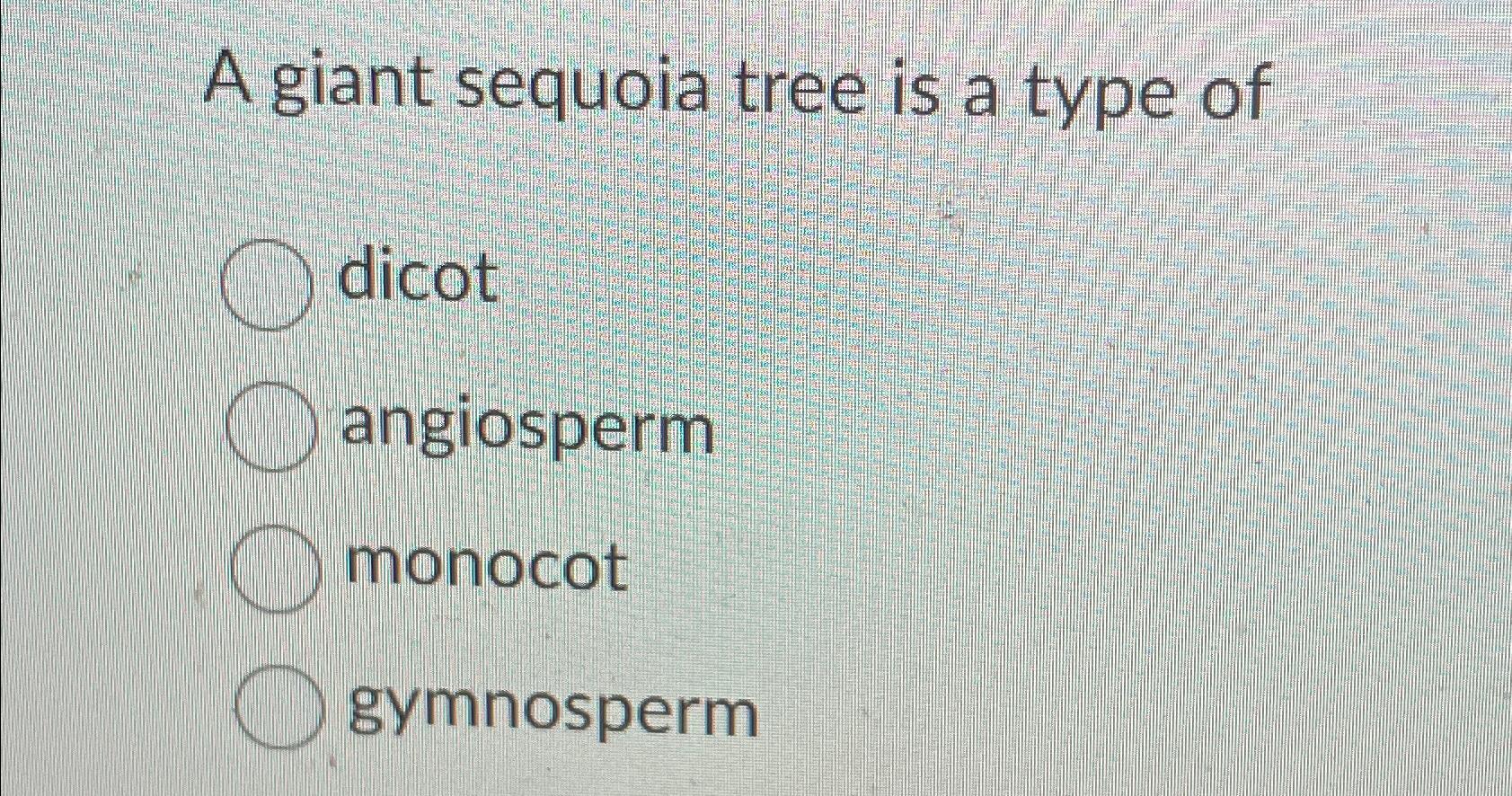 Solved A giant sequoia tree is a type | Chegg.com