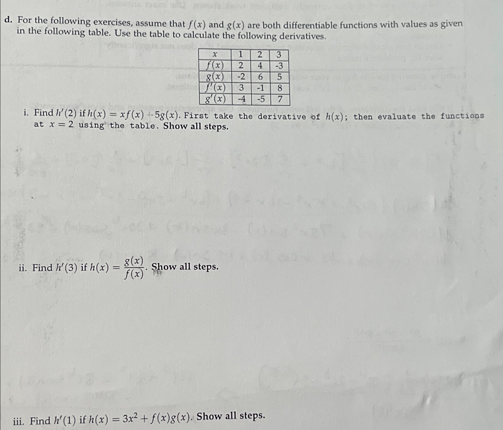 Solved d. ﻿For the following exercises, assume that f(x) | Chegg.com