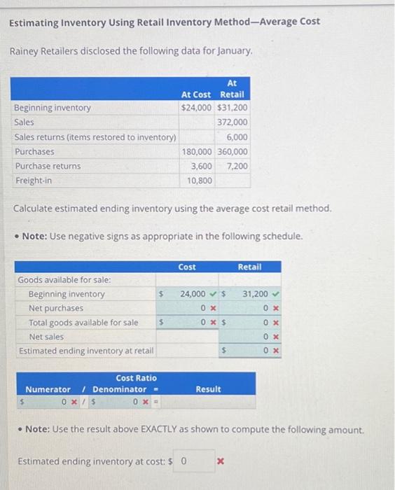 Solved Estimating Inventory Using Retail Inventory | Chegg.com