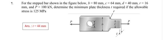 Solved For the stepped bar shown in the figure below, b=80 | Chegg.com